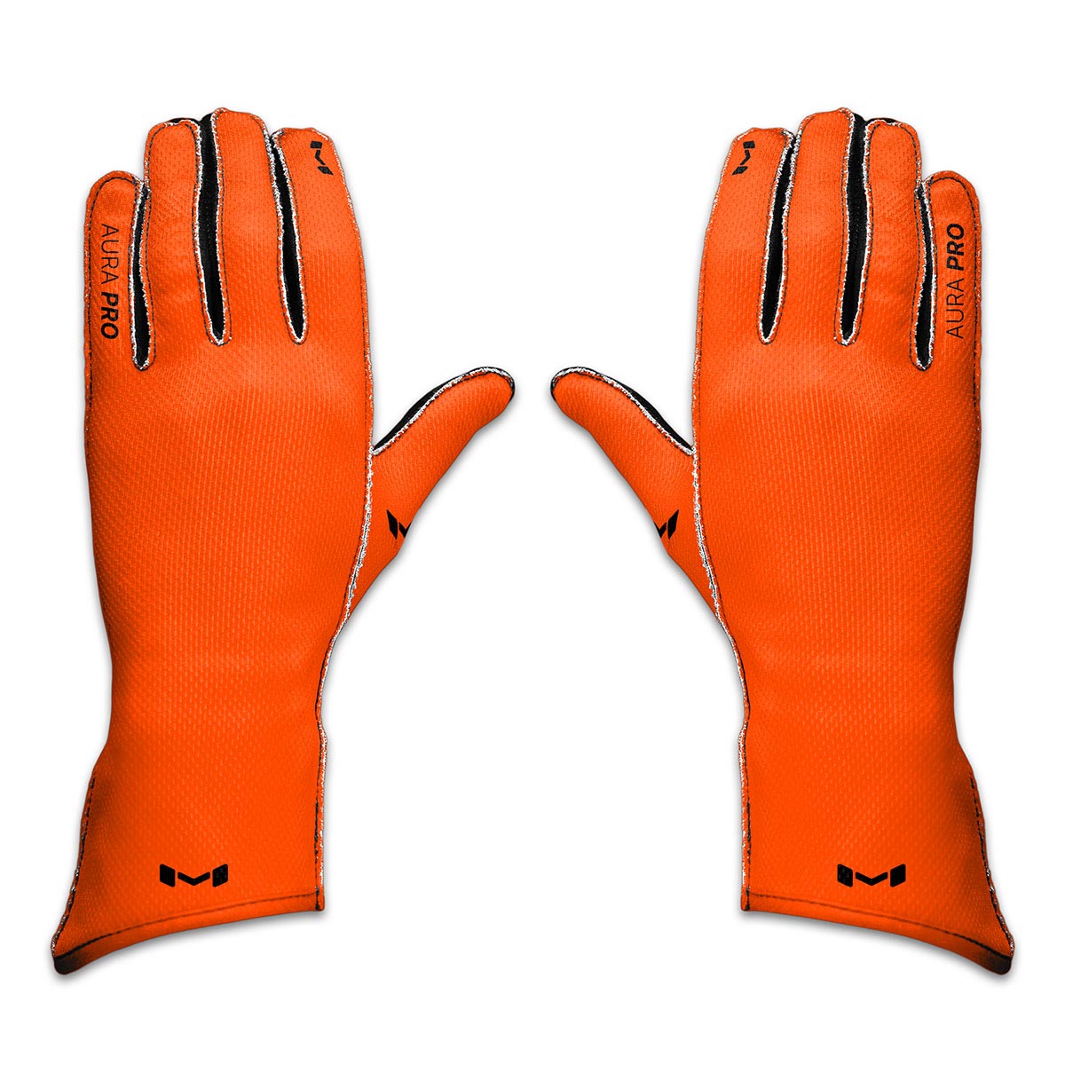 Moradness Aura Pro Flare Neon Orange White Gloves | Sim Racing & Karting